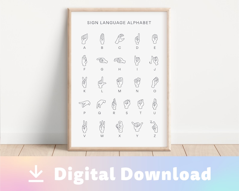 Digital Download Sign Language Alphabet / Nursery Decor / Playroom Wall ...