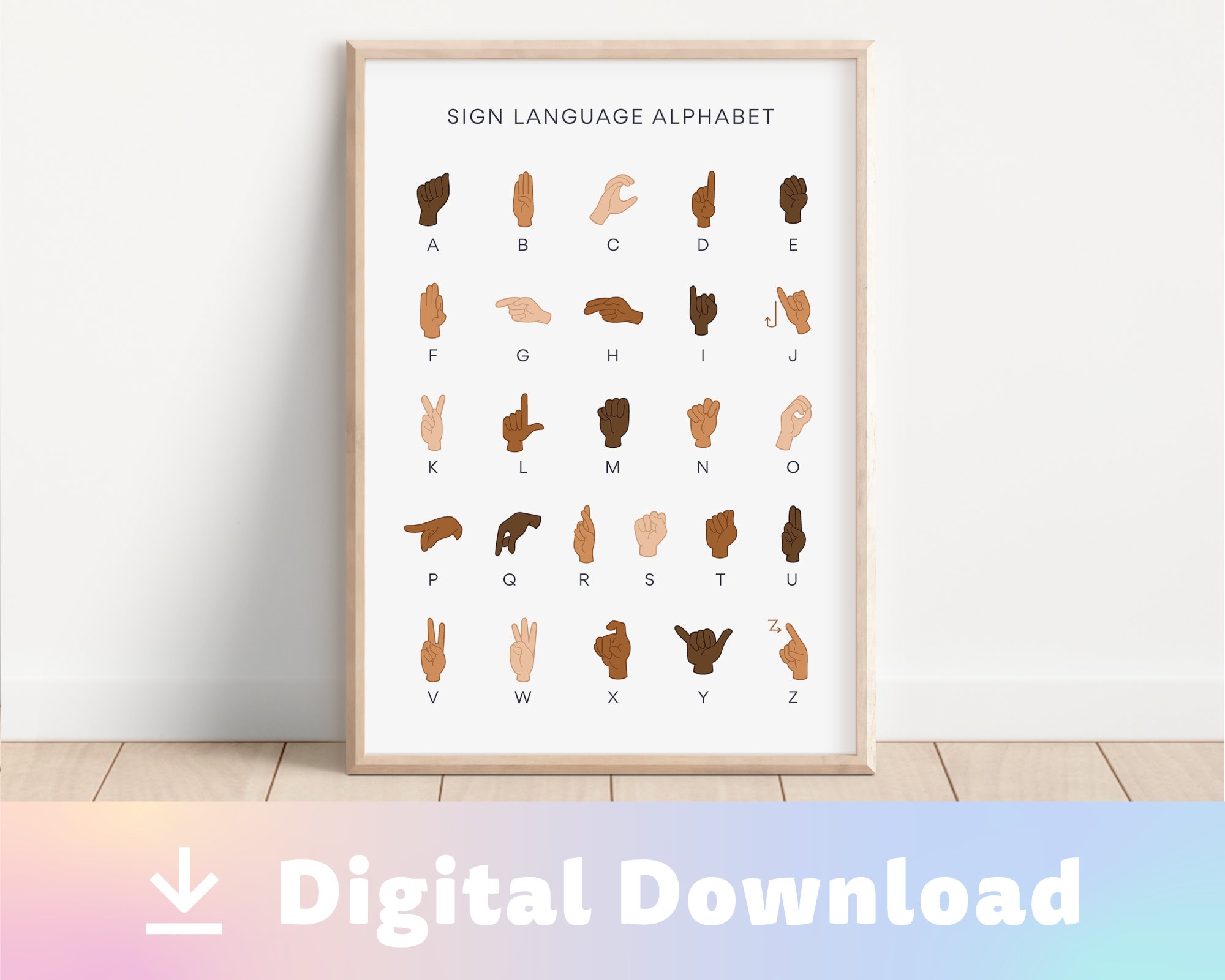 Digital Download Sign Language Alphabet Diversity / Nursery Decor ...