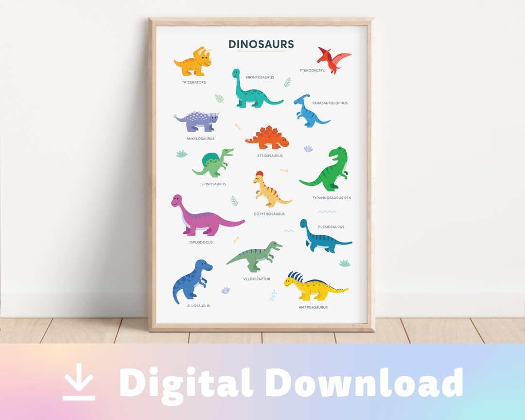 Digital Download Dinosaur Poster / Nursery Decor / Playroom Wall Art ...