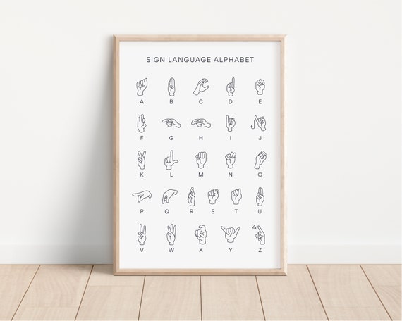 Sign Language Alphabet / Nursery Decor / Playroom Wall Art / | Etsy