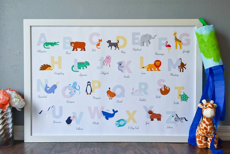 Animal Alphabet / Nursery Decor / Playroom Wall Art / Baby | Etsy