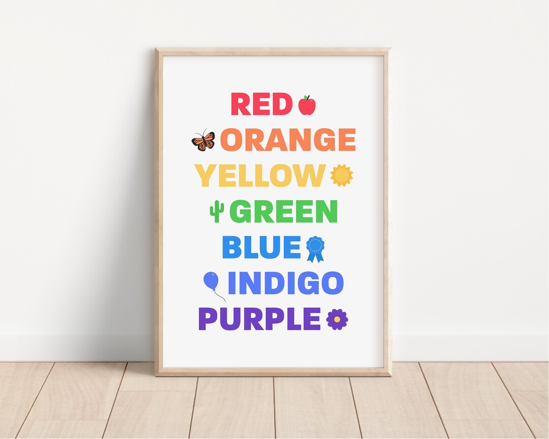 Rainbow Chart / Nursery Decor / Playroom Wall Art / Rainbow Color ...