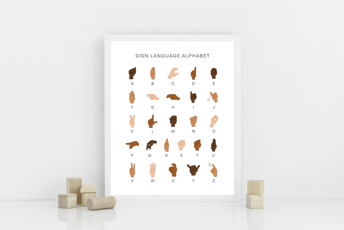 Sign Language Alphabet Diversity / Nursery Decor / Playroom | Etsy