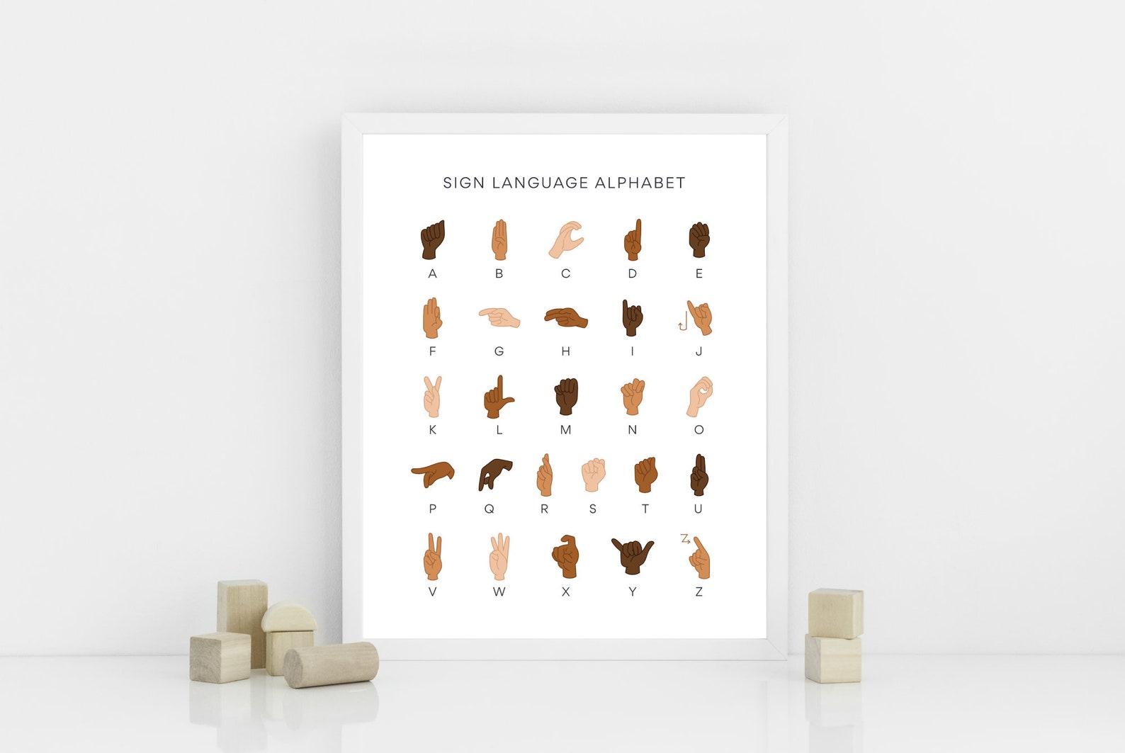Sign Language Alphabet Diversity / Nursery Decor / Playroom | Etsy