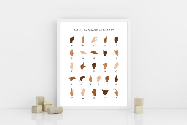 Sign Language Alphabet Diversity / Nursery Decor / Playroom | Etsy