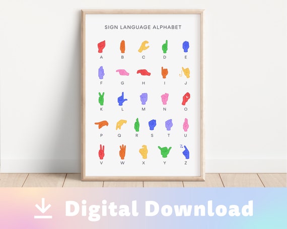 Digital Download Sign Language Alphabet Rainbow / Nursery - Etsy