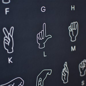 Sign Language Alphabet Black & White / Nursery Decor / Playroom Wall ...