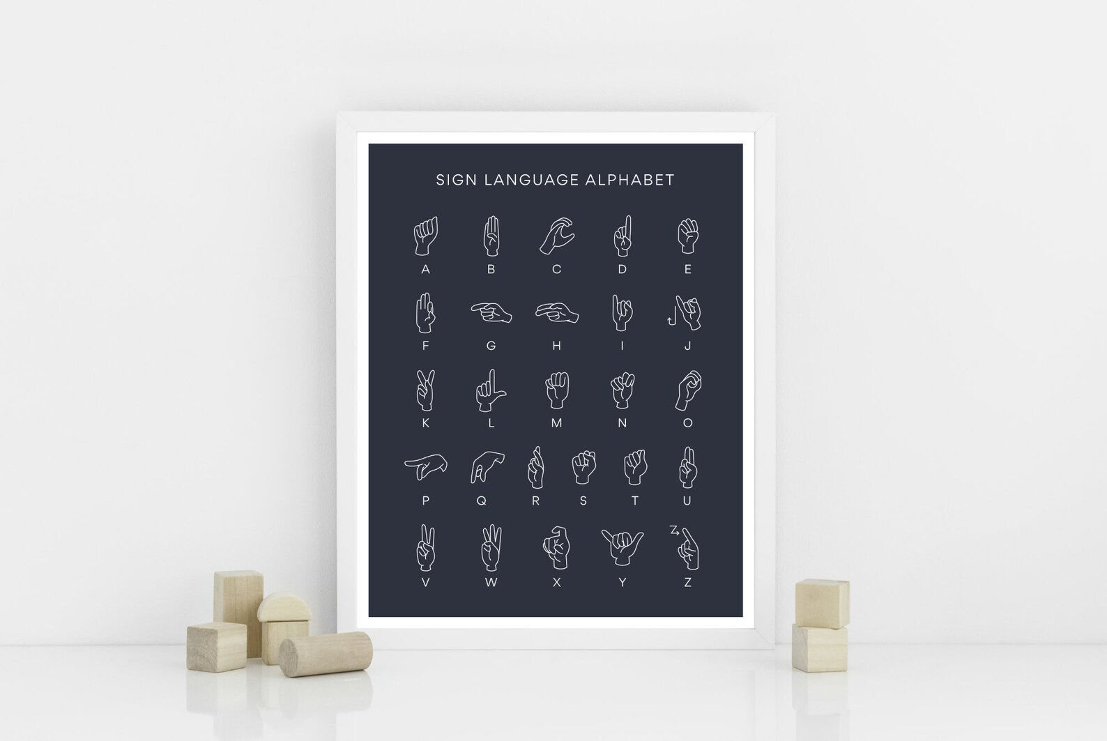 Sign Language Alphabet Black & White / Nursery Decor / - Etsy