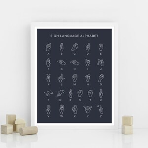 Sign Language Alphabet Black & White / Nursery Decor / Playroom Wall ...