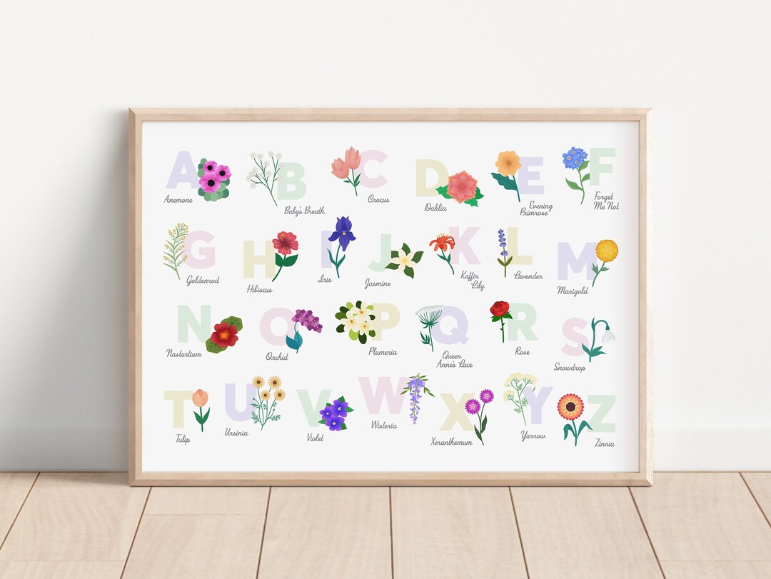 Flower Alphabet / Nursery Decor / Playroom Wall Art / Baby Girl ...