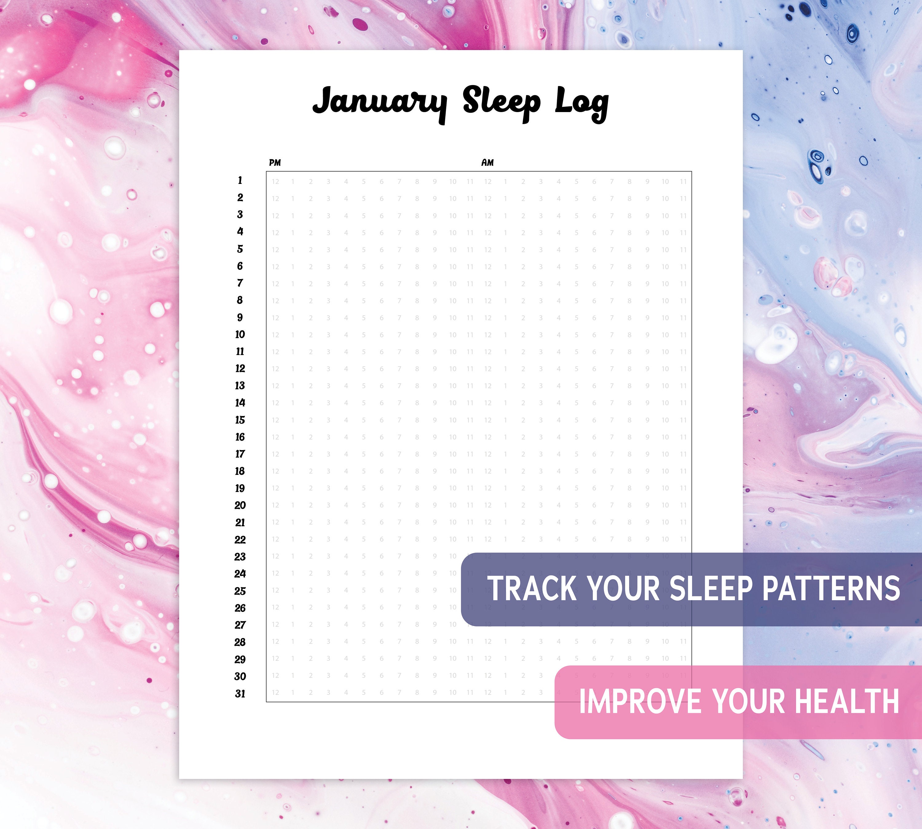 Printable Journal Template: Monthly Sleep Log Template, Bullet Journal ...