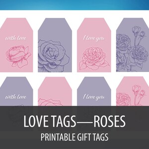 Printable Gift Tags: Romantic Roses Gift Tags Holiday | Etsy