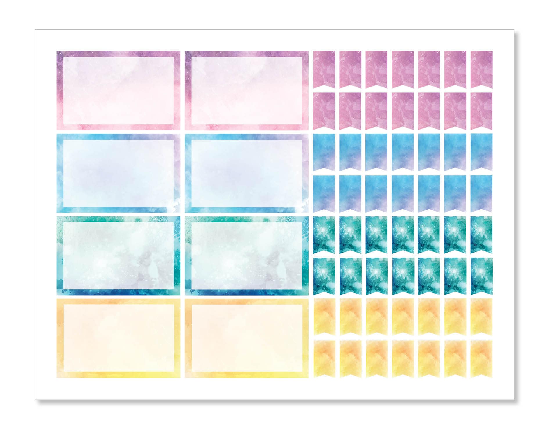 Printable Journal Stickers: Watercolour Flags and Frames, Bullet ...