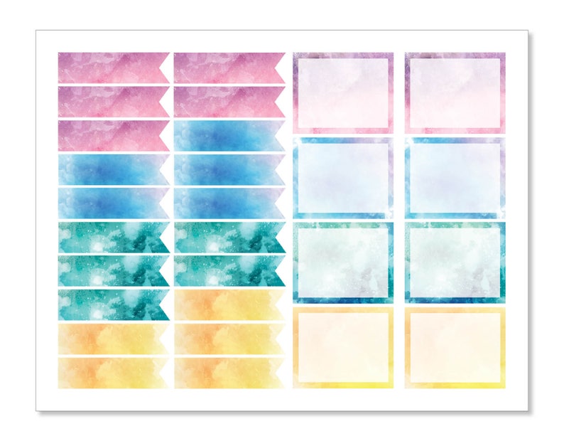 Printable Journal Stickers: Watercolour Flags and Frames, Bullet ...