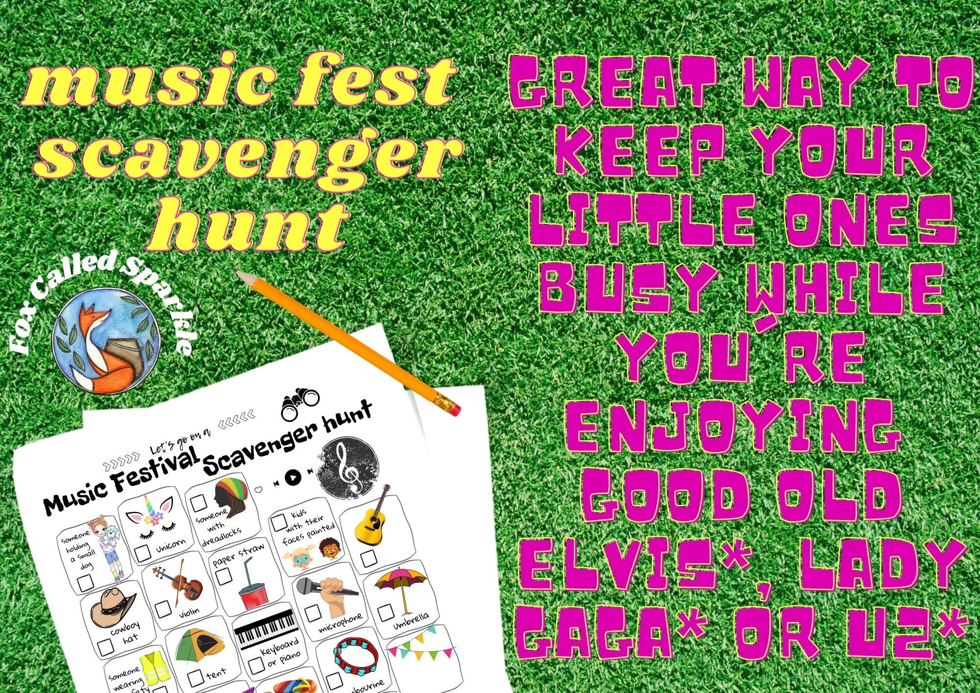 SCAVENGER HUNT Music Festival, Fun Activity, Printable, Game for Kids ...