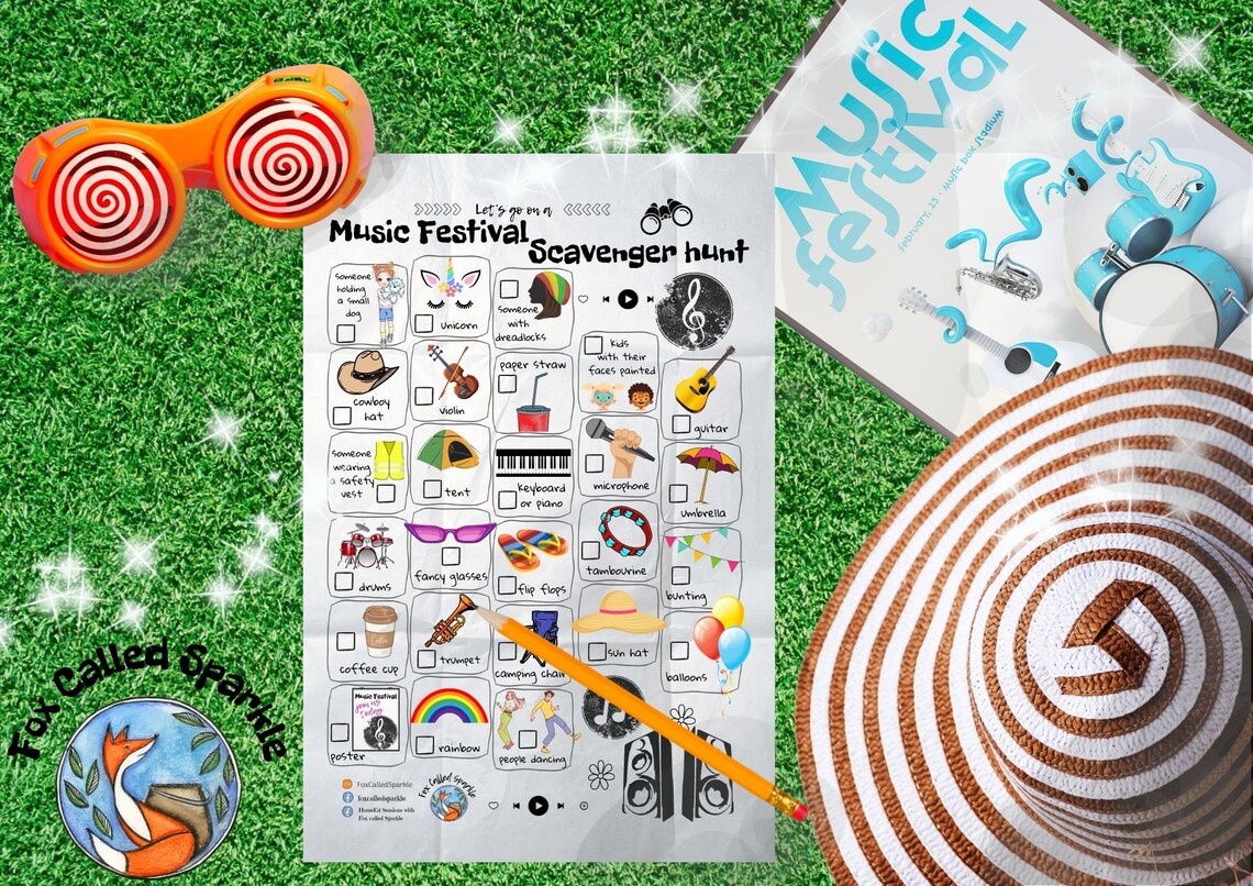 SCAVENGER HUNT Music Festival, Fun Activity, Printable, Game for Kids ...
