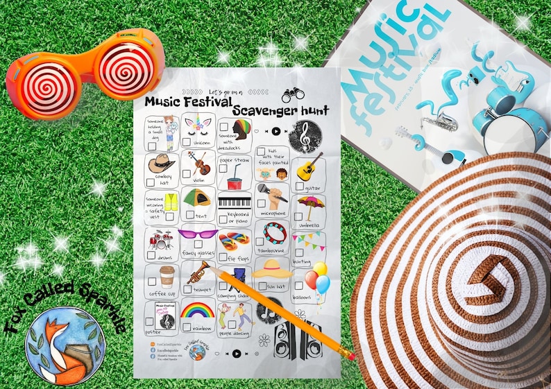 SCAVENGER HUNT Music Festival, Fun Activity, Printable, Game for Kids ...
