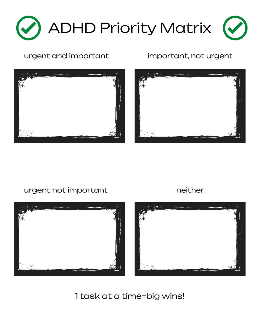 ADHD Friendly Priority Matrix for Task Management Digital Download (PDF ...