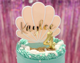 Seashell Acrylic Cake Topper | Mermaid Cake Topper | Under the Sea Cake ...