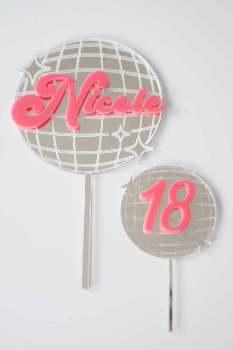 Disco Acrylic Cake Topper Customized Cake Topper Birthday - Etsy