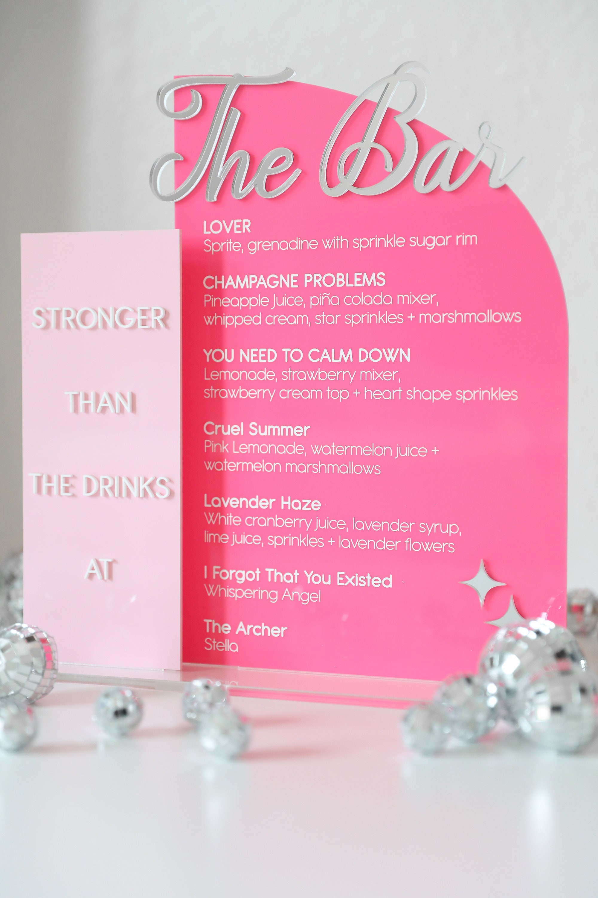 Acrylic Drink Menu: Swiftie Theme Party Decor - Etsy