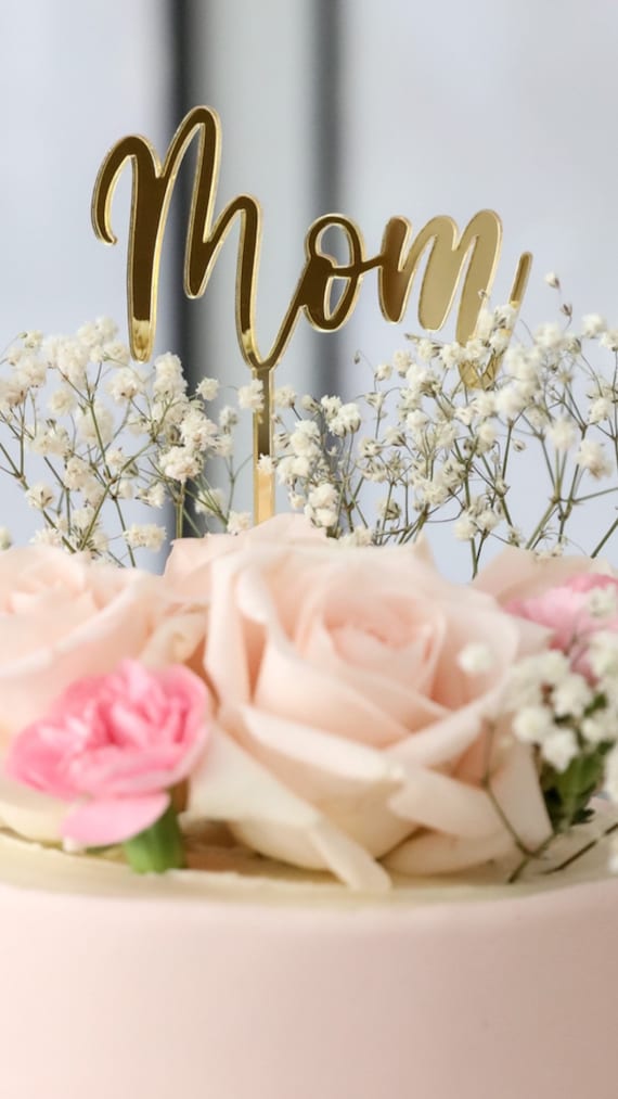 Mom Acrylic Cake Topper Mothers Day Cake Topper Party | Etsy