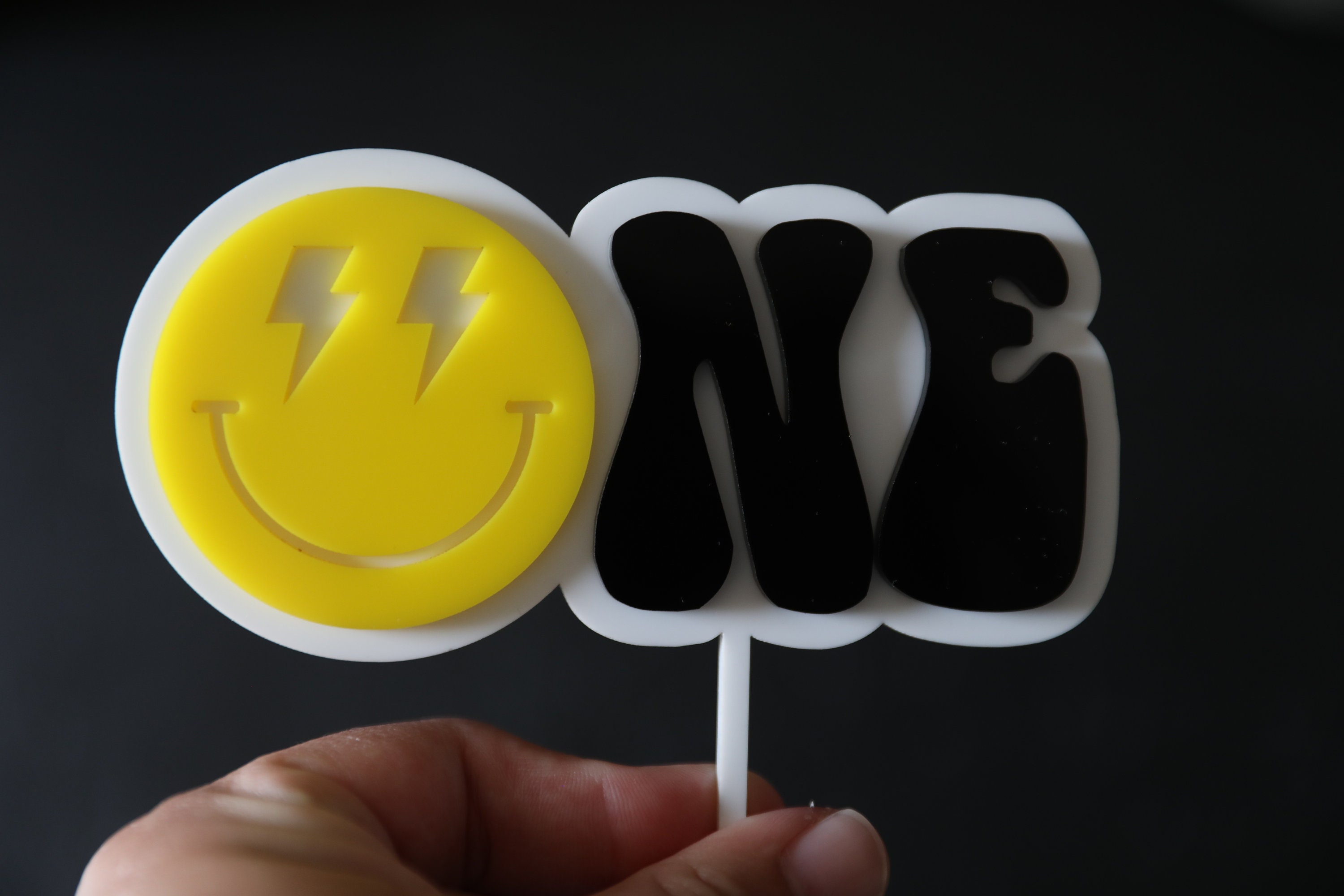 Smiley Face 1st Birthday Cake Topper: Acrylic Happy One - Etsy