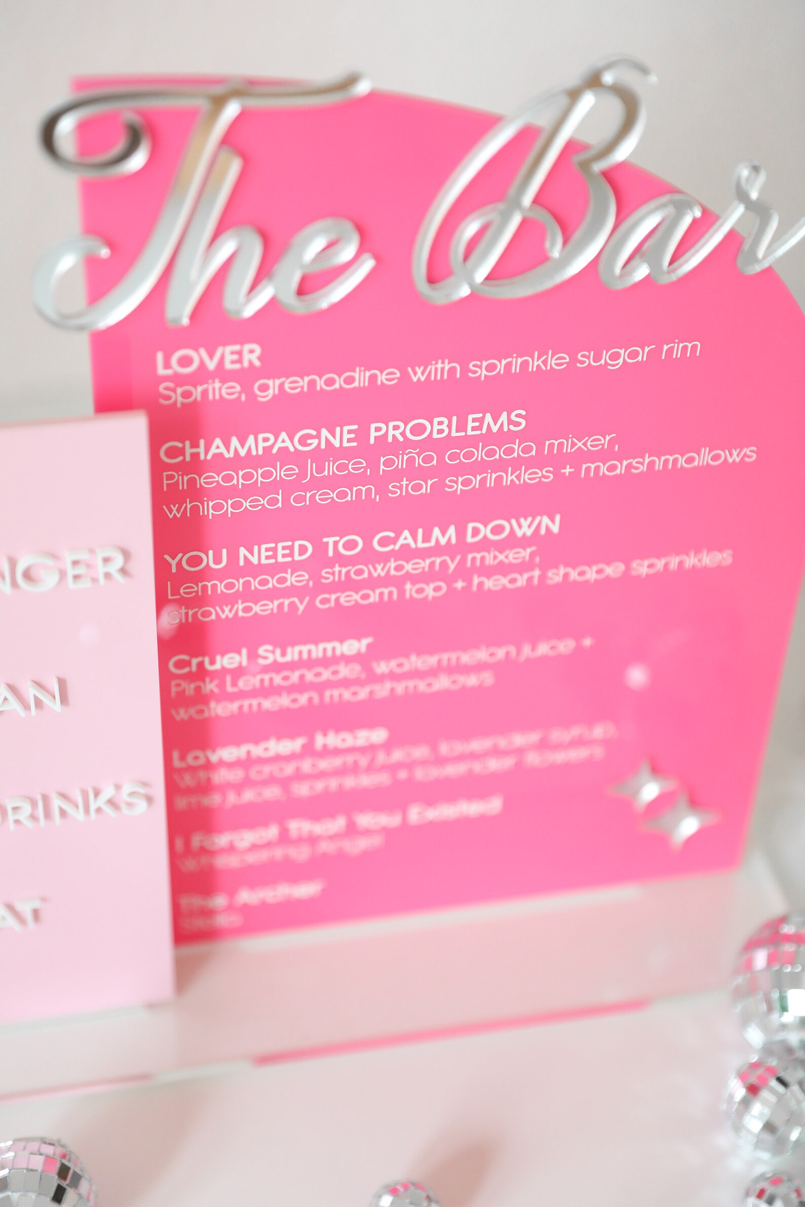 Acrylic Drink Menu: Swiftie Theme Party Decor - Etsy