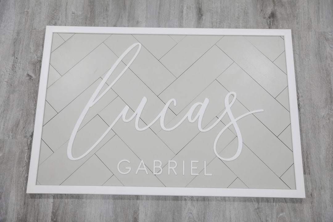 Wooden Name Sign Herringbone Wooden Sign Rustic Wooden Sign Nursery ...