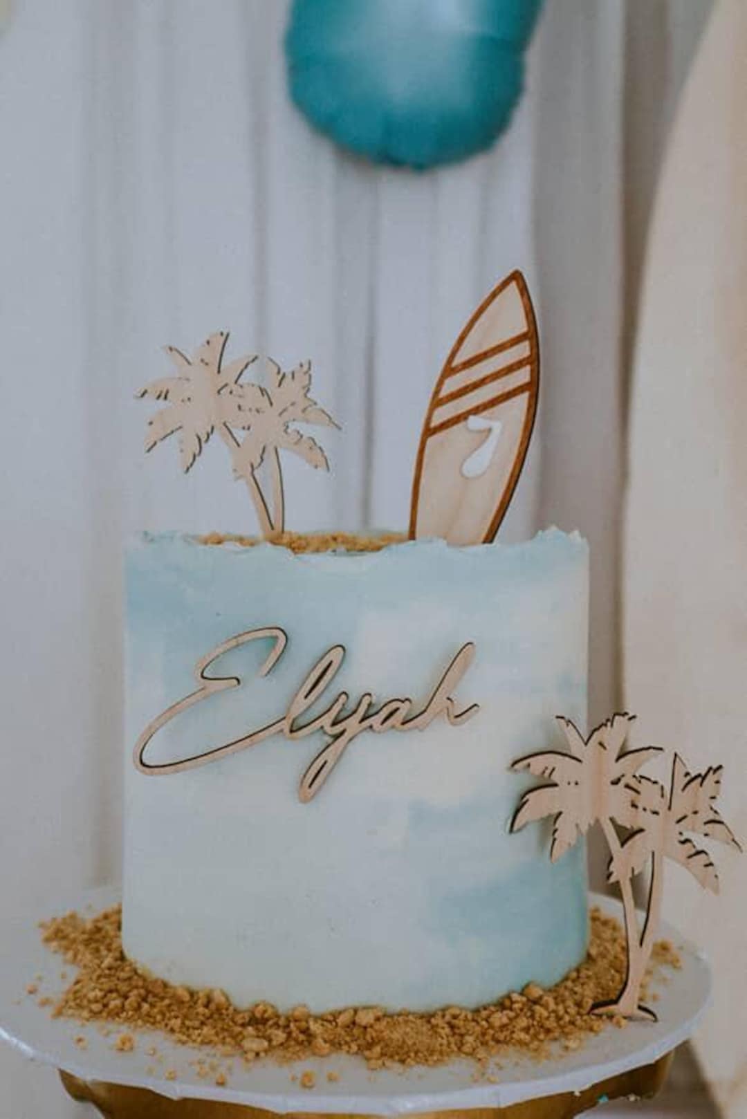 Personalized Surfboard Cake Topper: Beach Party Decoration | the Big ...