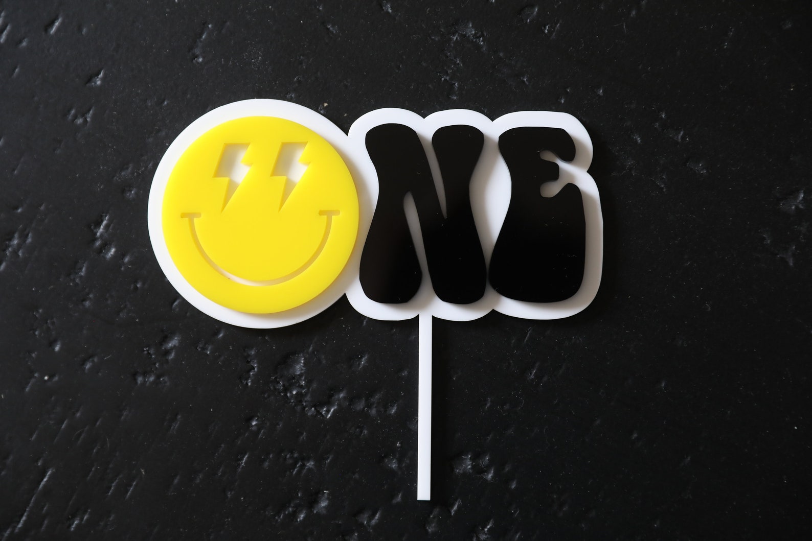 Smiley Face 1st Birthday Cake Topper: Acrylic Happy One - Etsy