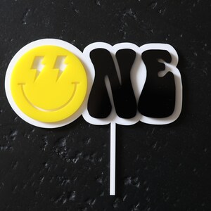 Smiley Face 1st Birthday Cake Topper: Acrylic Happy One - Etsy
