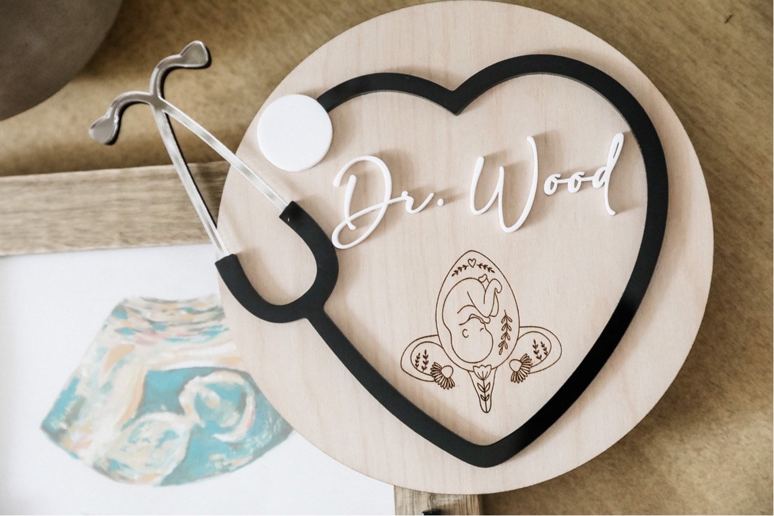 Personalized Doctor Sign: Engraved Wood, Stethoscope Design - Etsy