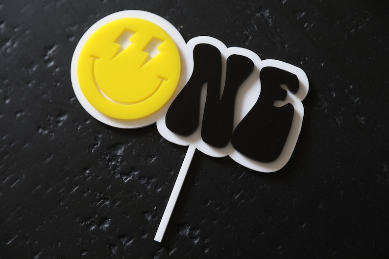 Smiley Face 1st Birthday Cake Topper: Acrylic Happy One - Etsy