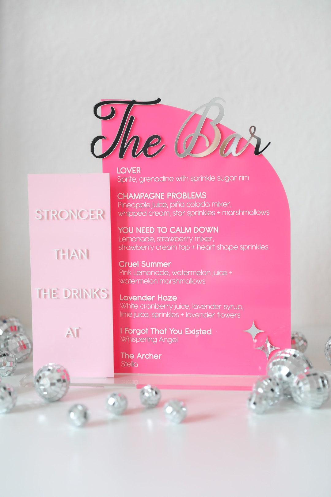 Acrylic Drink Menu: Swiftie Theme Party Decor - Etsy