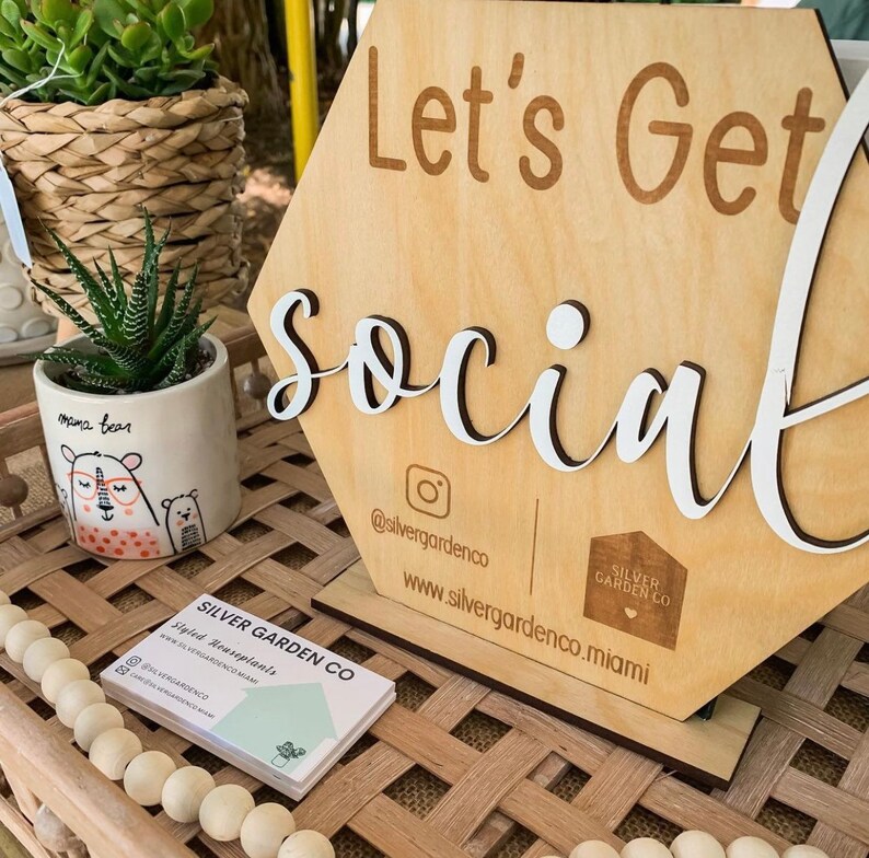 Let's Get Social Sign: Business Branding Display - Etsy