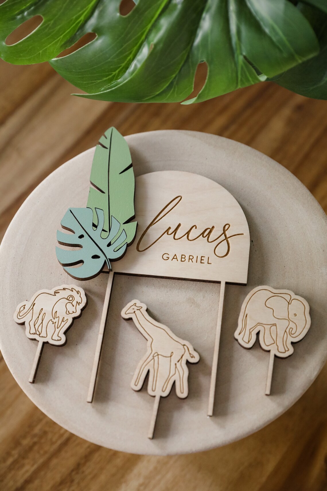 Safari Theme Customized Safari Cake Topper Engraved Cake | Etsy