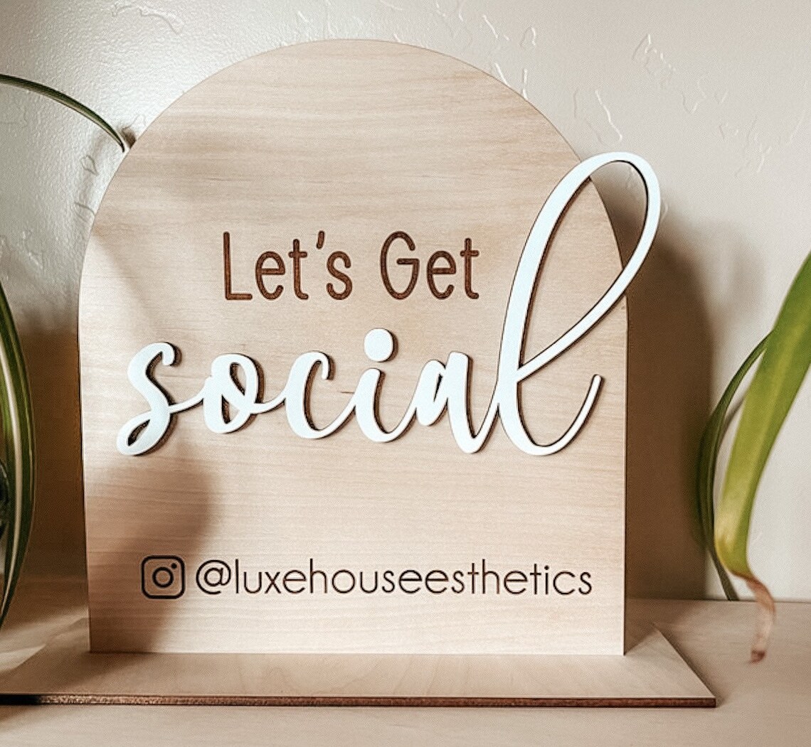 Let's Get Social Sign: Business Branding Display - Etsy