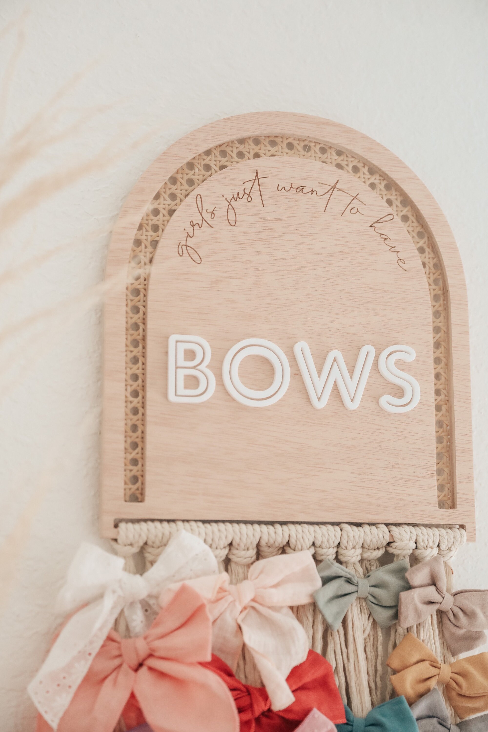 Rattan Bow Holder | Rattan Display | Rattan Sign | Bows | Bow Organizer ...