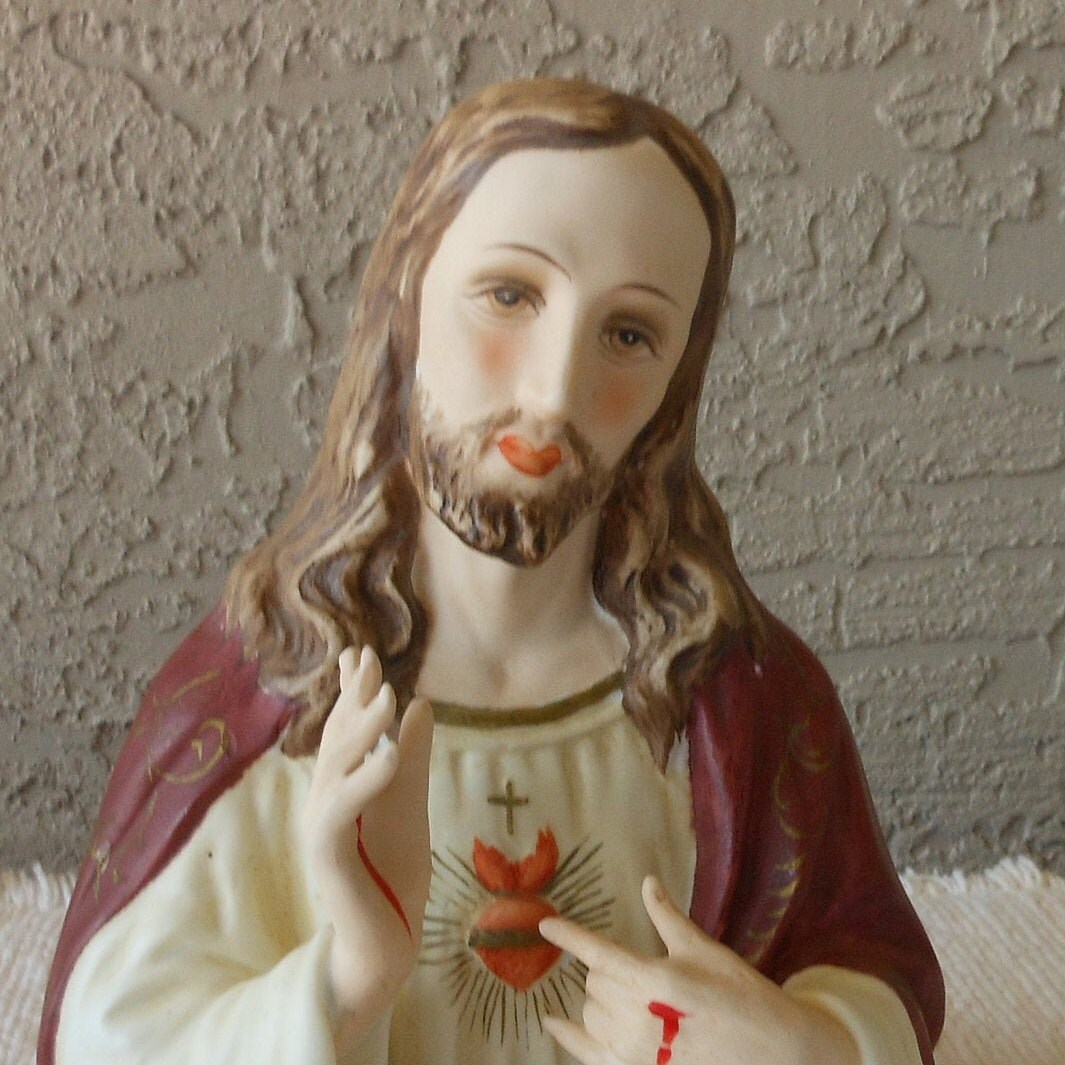 SACRED HEART JESUS Lefton Japan Stigmata Figurine Statue Hand - Etsy
