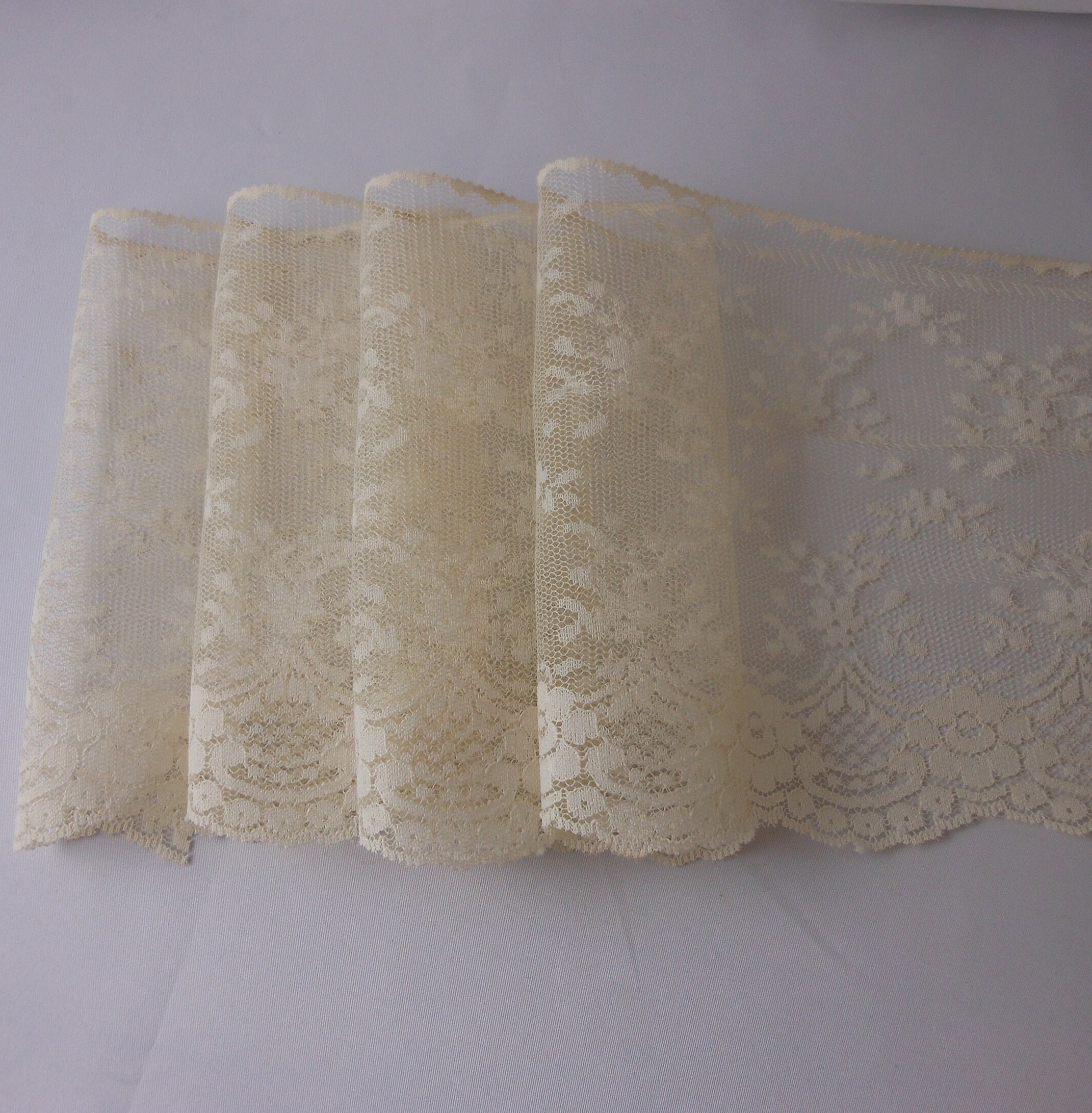Vintage 6.75" Aged off White/eggshell Lace BTY Fine Lace Trim Floral ...