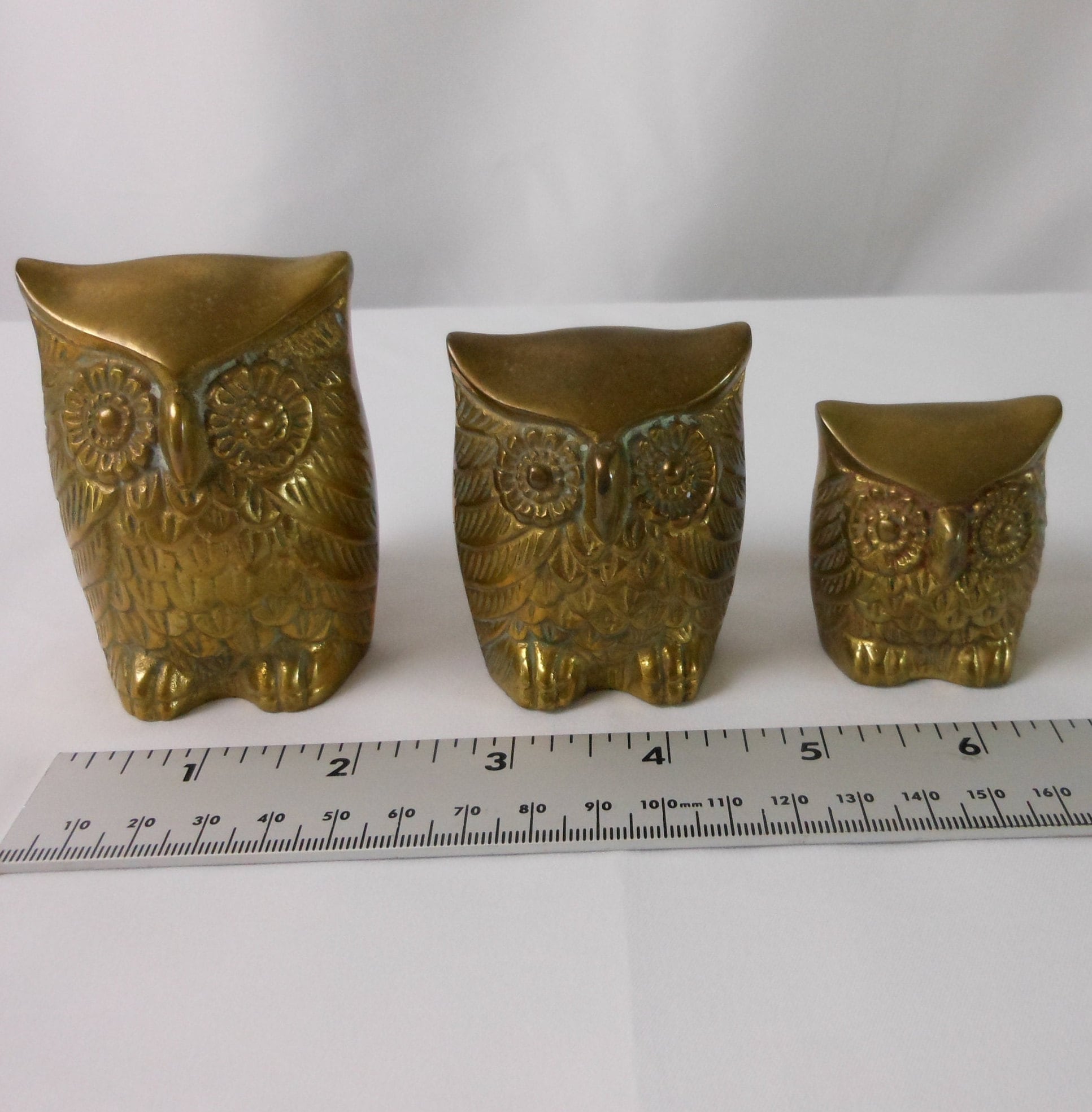 Vintage Brass Owl Family Figurine Set of 3 - Etsy