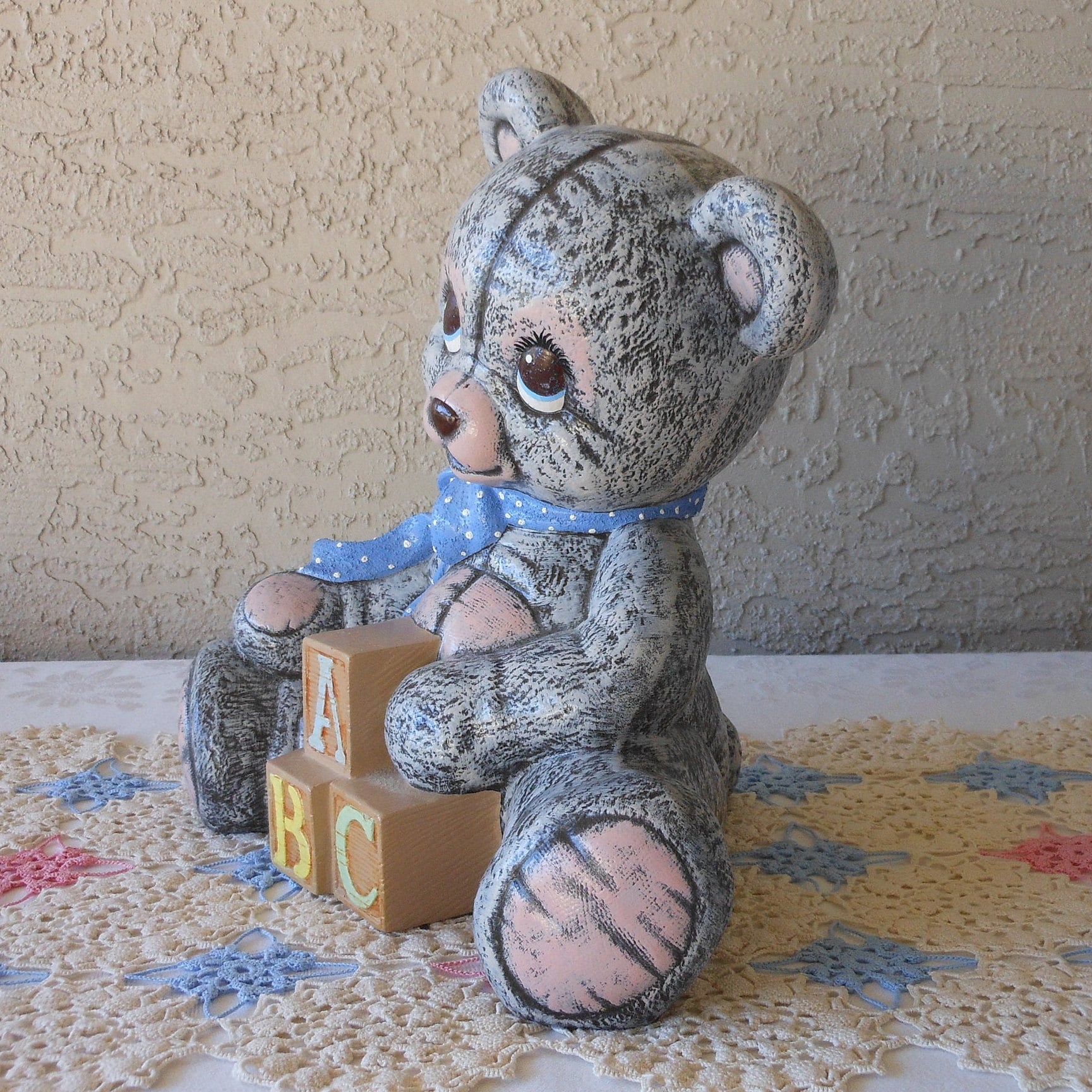 Vintage Handmade Ceramic Teddy Bear Baby Room Decor - Etsy