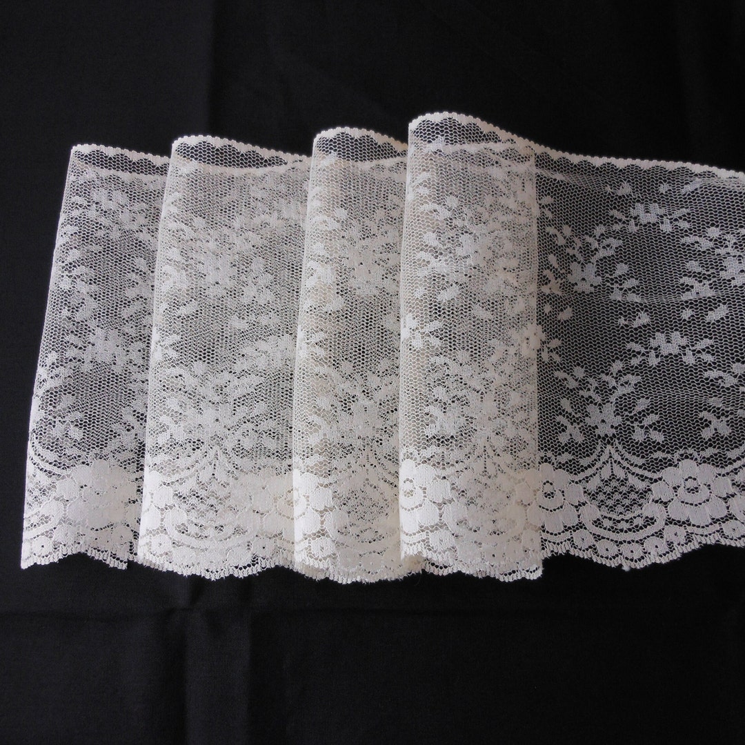 Vintage 6.75" Aged off White/eggshell Lace BTY Fine Lace Trim Floral ...