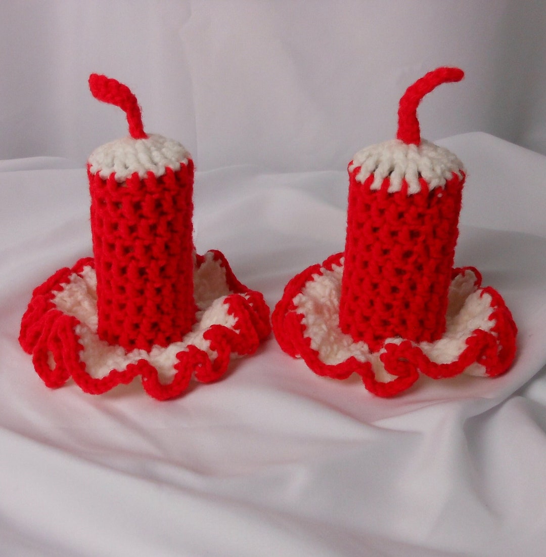Handmade Vintage Crochet Candles Table Decor Kitschy Granny Chic - Etsy