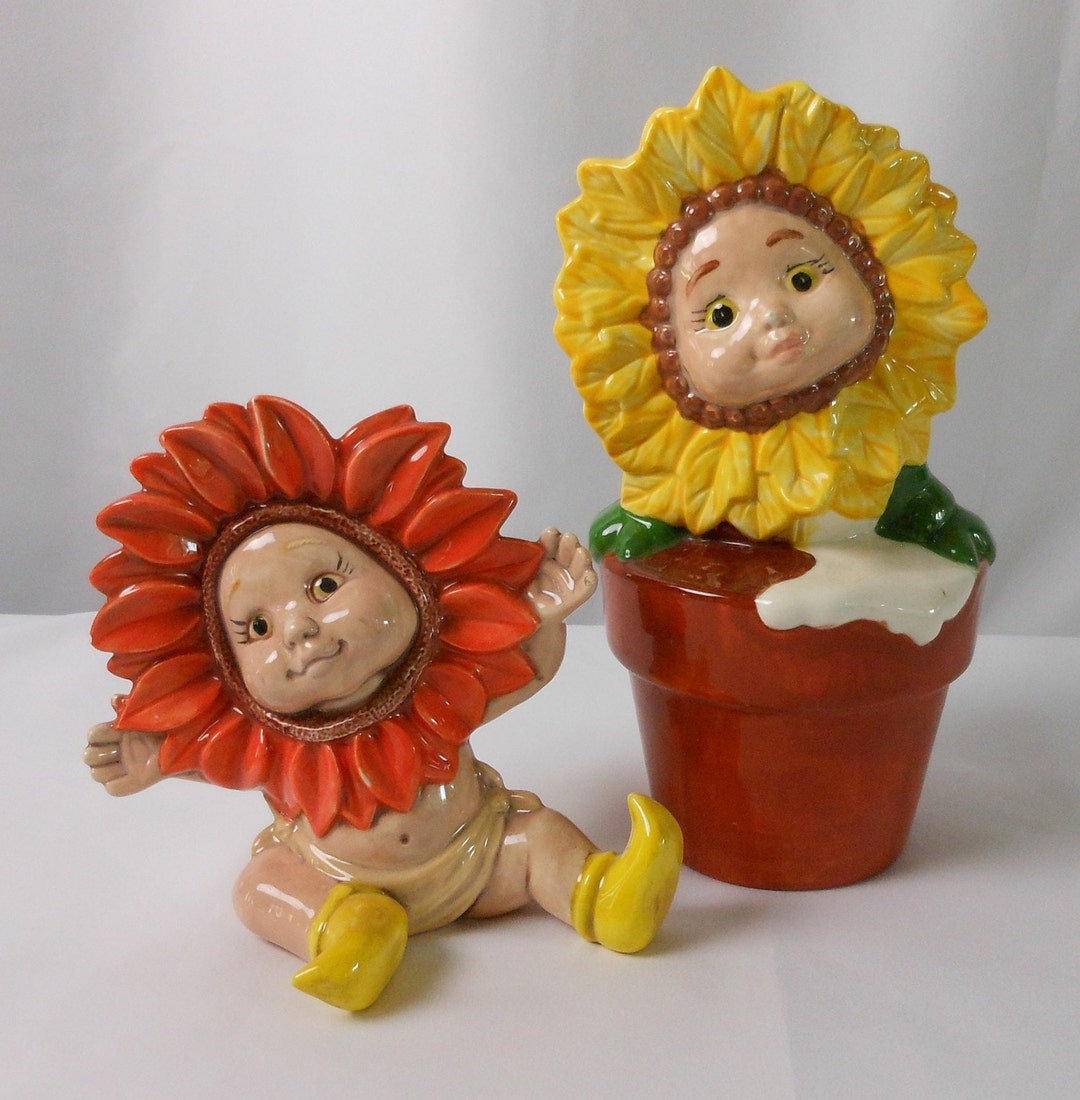 Vintage Sunflower Babies Home Garden Decor Handmade - Etsy
