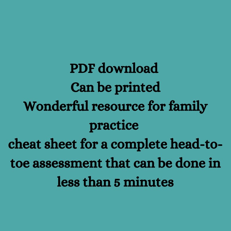 Primary Care Resource/cheat Sheet Head to Toe Assessment in 5 Minutes ...