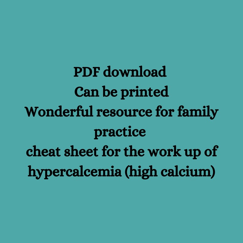 Primary Care Resource/cheat Sheet Hypercalcemia Work up for Nurses, Nps ...