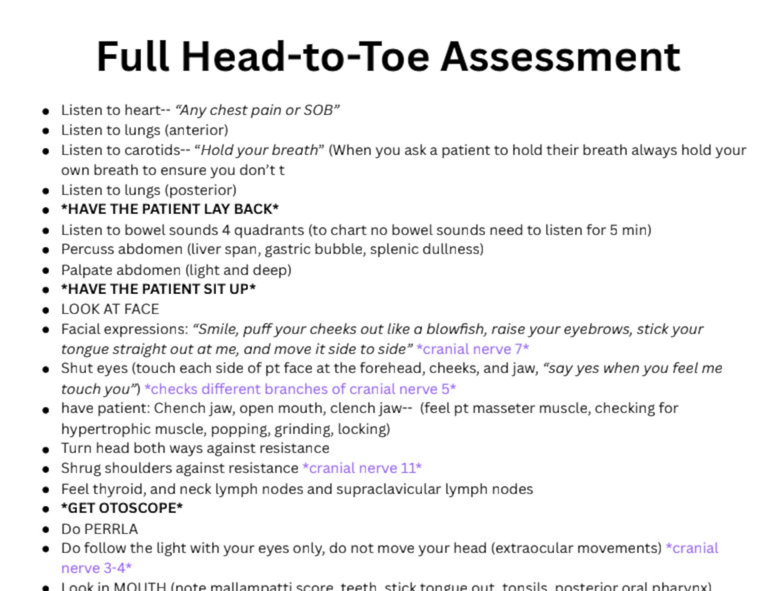 Primary Care Resource/cheat Sheet Head to Toe Assessment in 5 Minutes ...