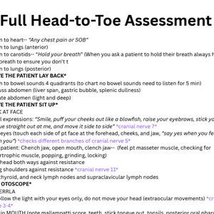Primary Care Resource/cheat Sheet Head to Toe Assessment in 5 Minutes ...